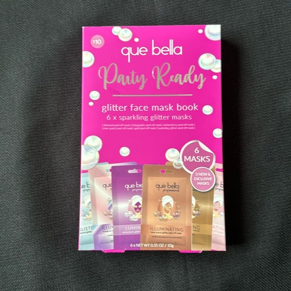 que bella | Other | Que Bella Party Ready Glitter Face Mask Book 6x ...